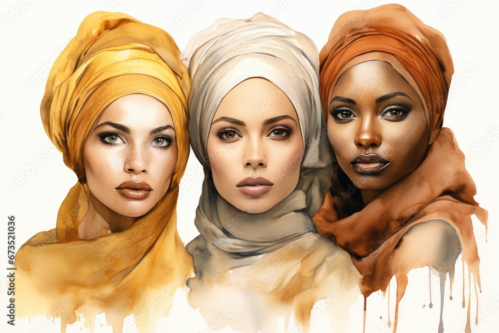 Multicultural girls friends, Arabic and African-American appearance in ...