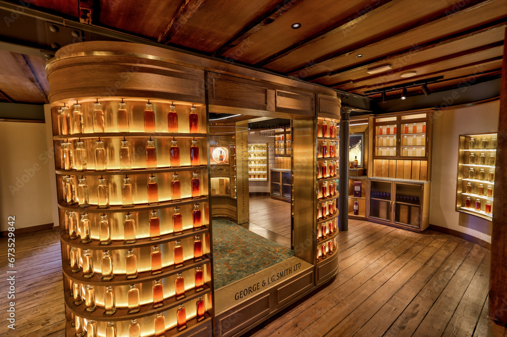 Dufftown Region, Scotland - September 23, 2023: Interior displays at ...