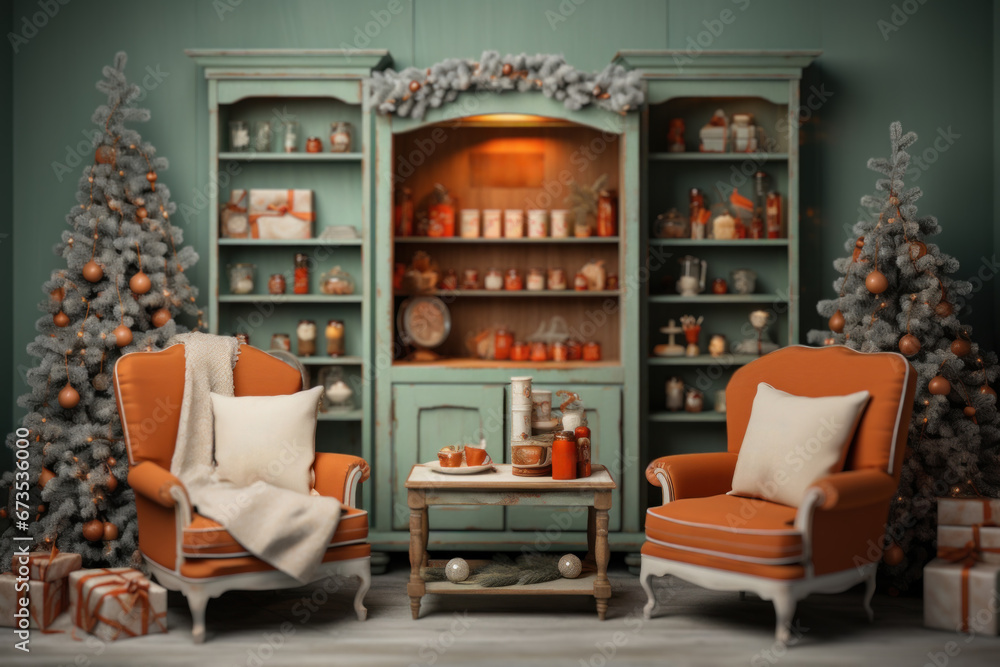 A retro-inspired Christmas mockup with a nod to the 1950s, capturing ...