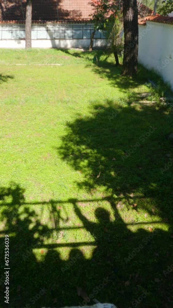 Enjoy a tranquil backyard oasis, enclosed by white walls and tiled ...