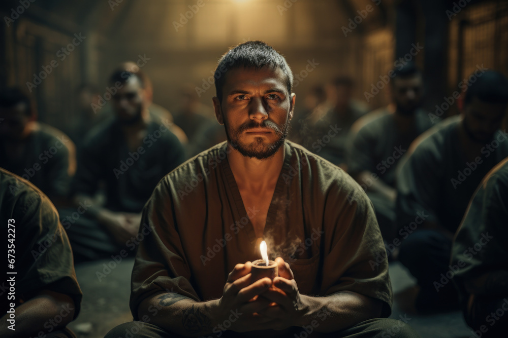Prisoners engaging in a meditation and mindfulness session, finding ...