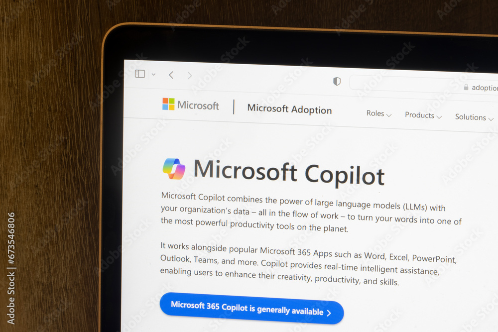 Portland, OR, USA - Nov 3, 2023: Webpage of Microsoft Copilot is seen ...
