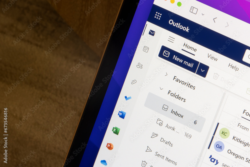 Portland, OR, USA - Nov 3, 2023: Microsoft Outlook inbox webpage with ...