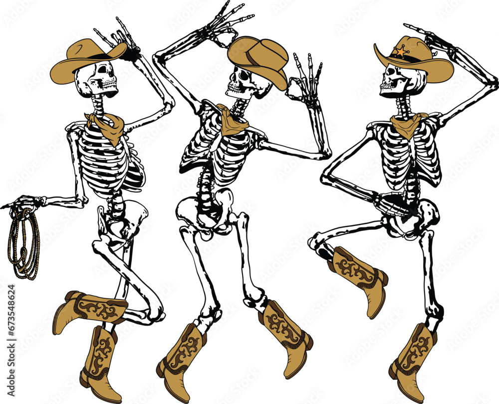 Dancing Skeletons Svg, Howdy Skeleton Svg, Christmas Cowboy Skeleton ...