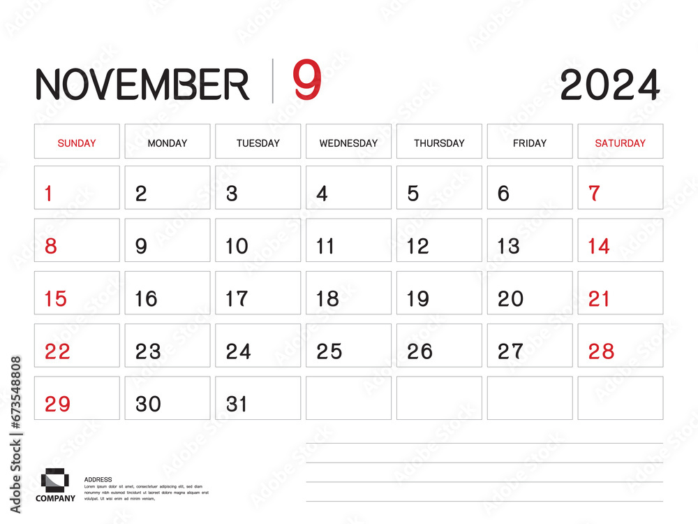 Calendar 2024 Vector November 2024 Year Planner Template Desk calendar-2024-vector-november-2024-year-planner-template-desk