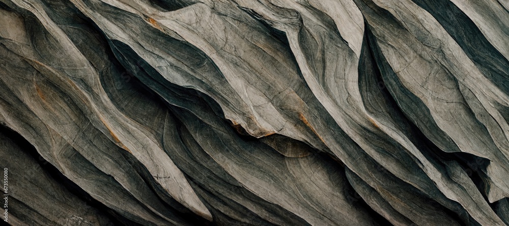 Minimal grey cracked slate stone close up texture, weather erosion ...