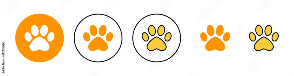 Paw icon set for web and mobile app. paw print sign and symbol. dog or ...