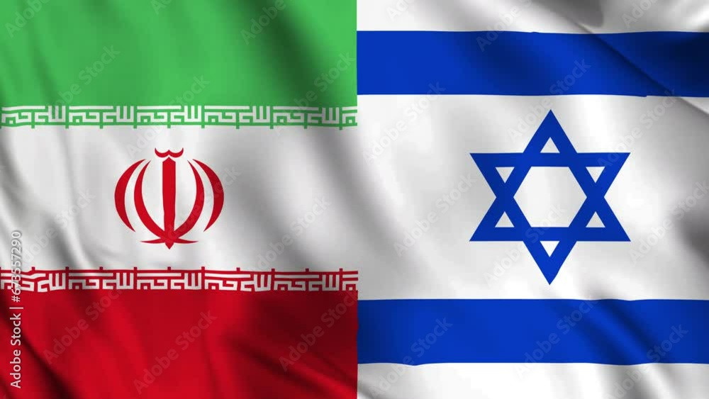 Horizontal waving Iran and Israel Combined Flag video background ...