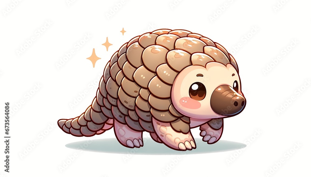 cartoon style armadillo in smiling children's drawing format for ...