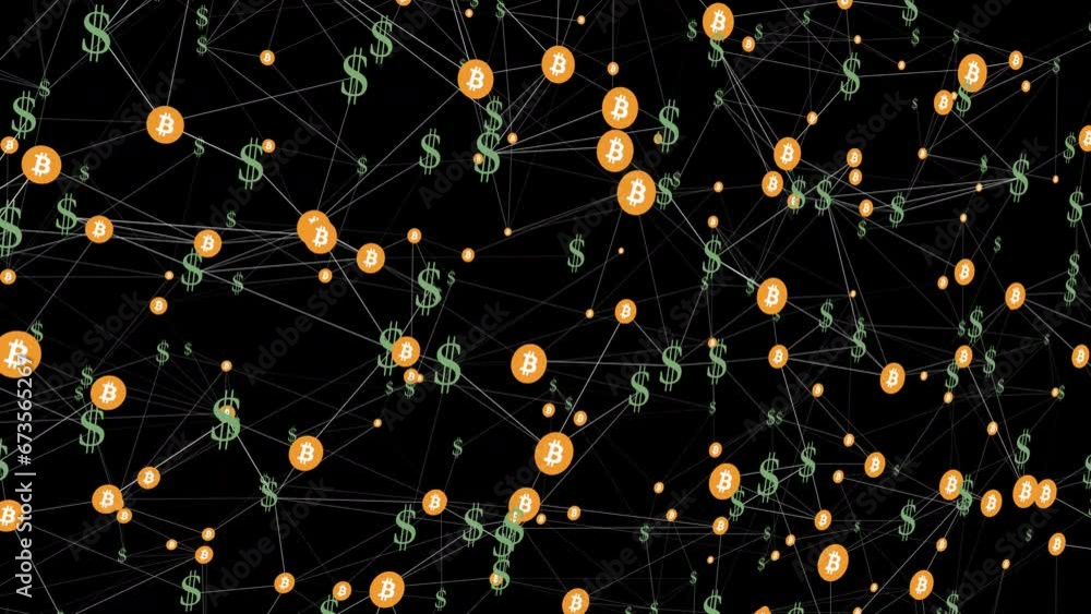 Bitcoin and dollar symbols dance in animation exploring world of ...