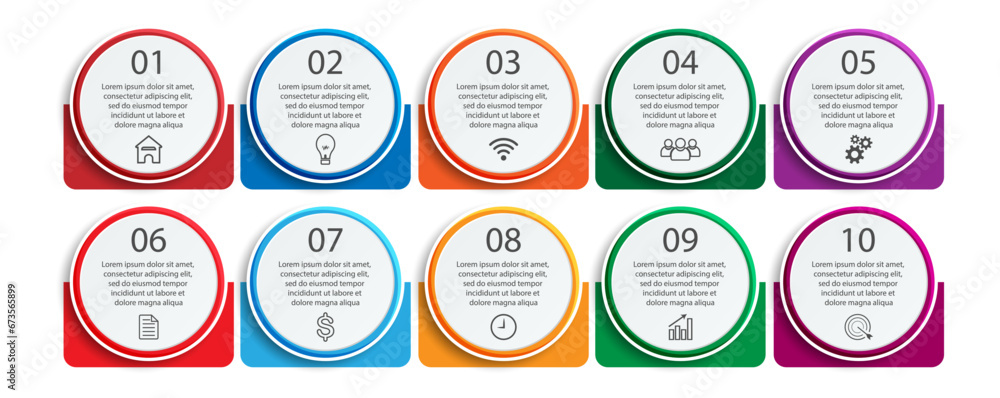 Business Infographic Design Template. minimum Timeline design with 10 ...