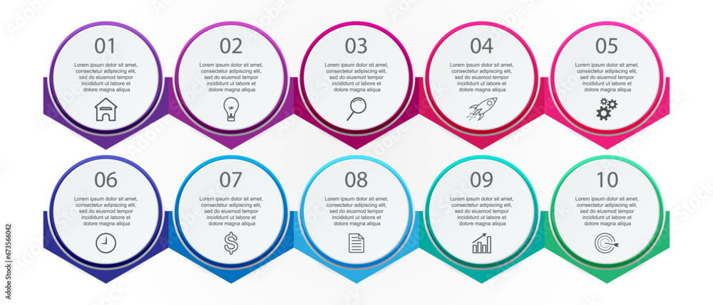 Business Infographic Design Template. minimum Timeline design with 10 ...