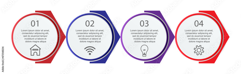 simple infographic design, 4 step infographics that are interconnected ...