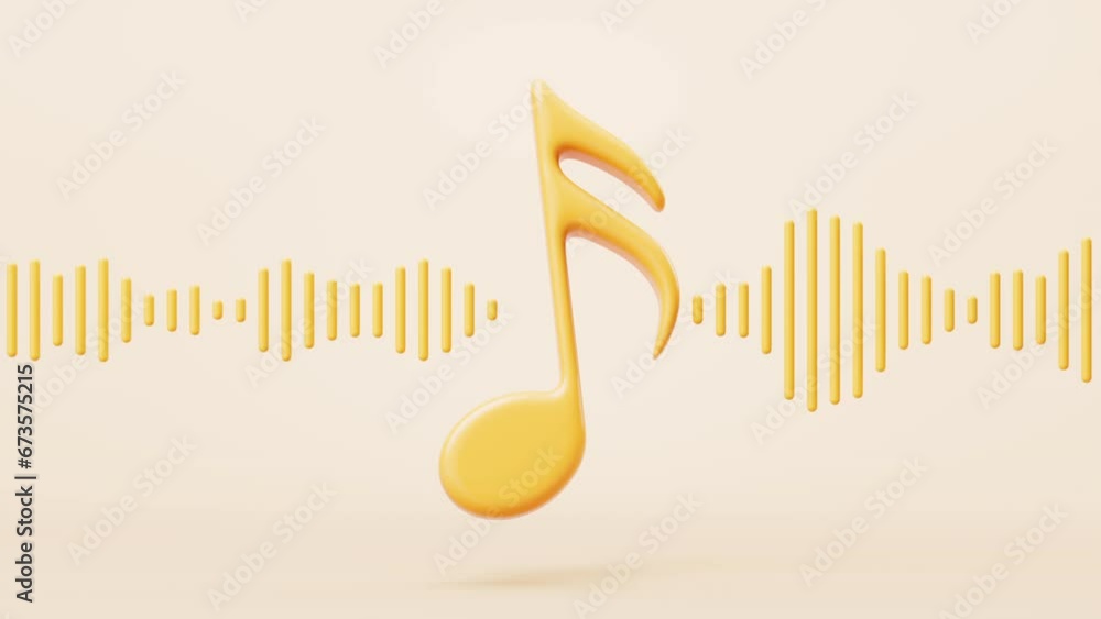 Loop animation of music notes with cartoon style, 3d rendering. Stock ...