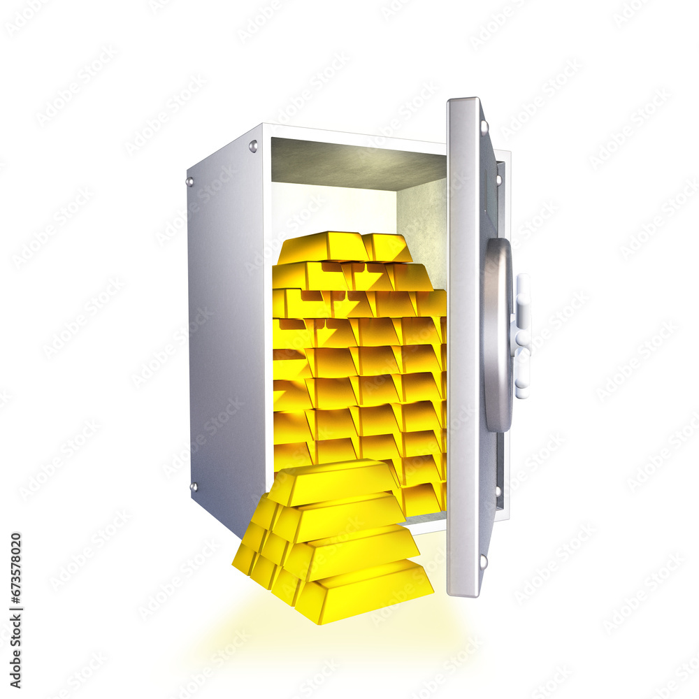 Safe box steel with 3d fine gold bars Stock Illustration | Adobe Stock