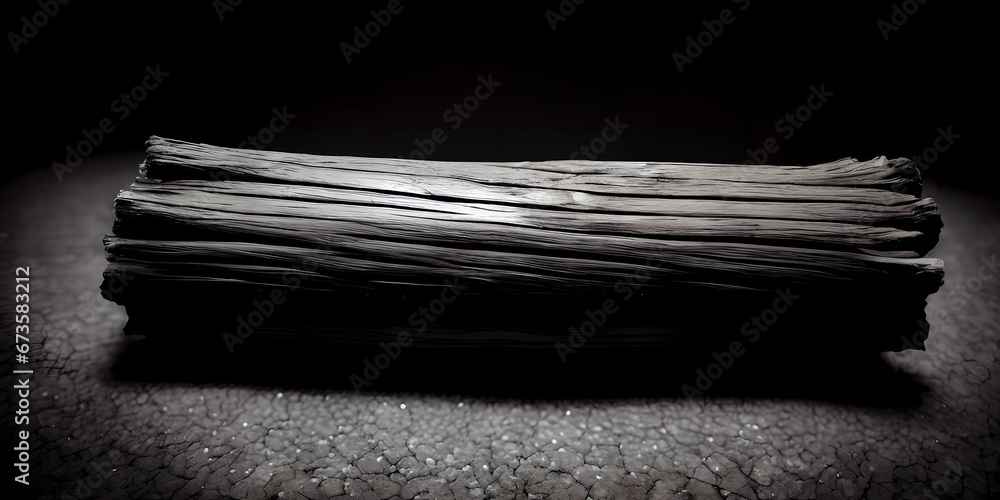 Wooden log in spotlight on rocky texture surface - Product placement ...
