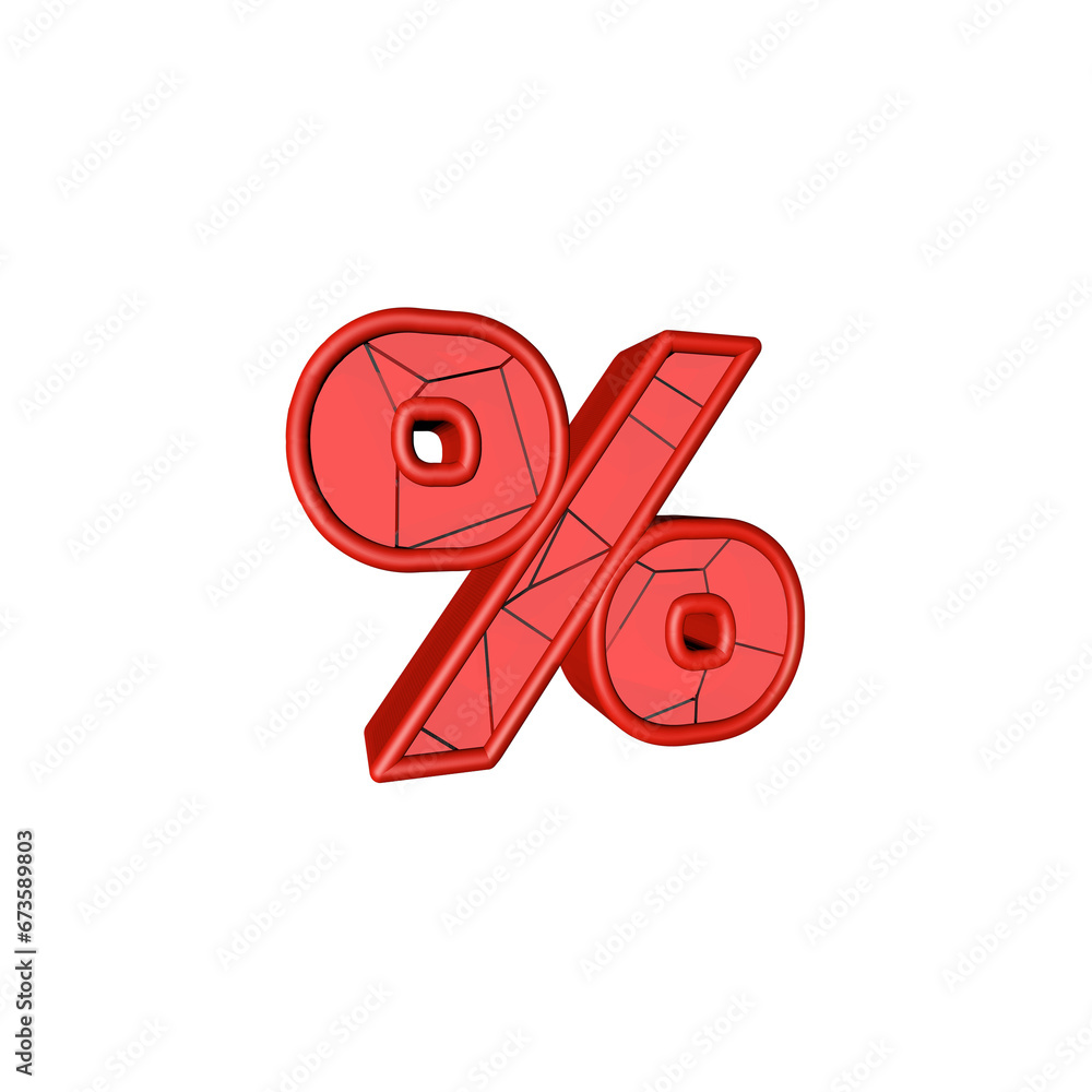 Sign percent red break line luxury 3d render Stock Illustration | Adobe ...