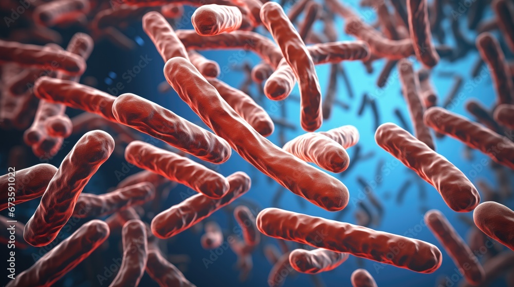 3D illustration of Bacillus anthracis, Gram-positive spore-forming rod ...