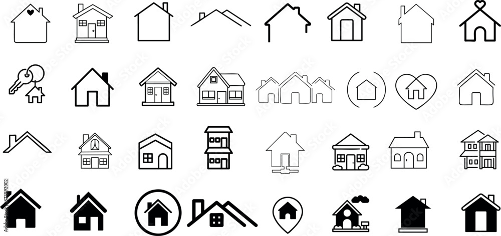 home icons, house icons Vector illustration set. Perfect for real ...