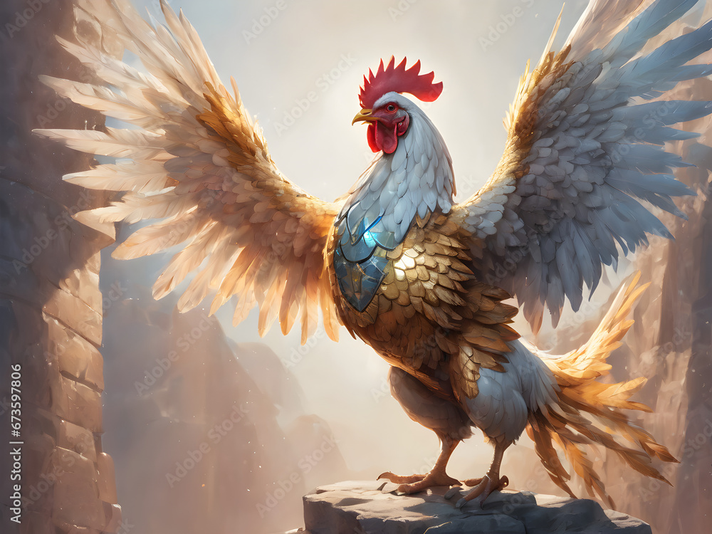 Rooster in ancient mythology created with artificial intelligence Stock ...