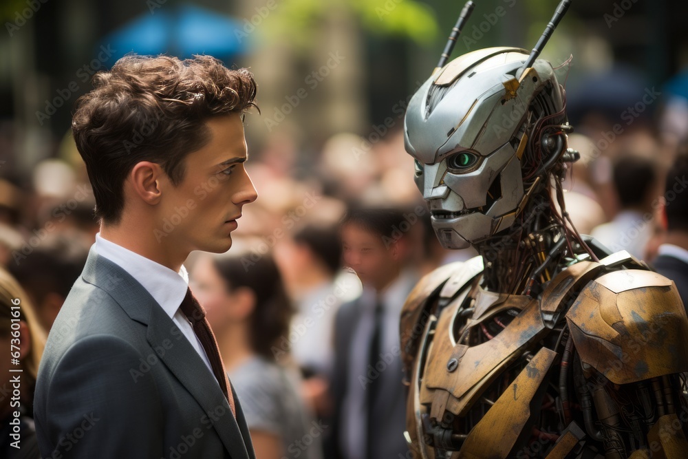 Humanoid AI Robot Observes Intense Job Interview Competition Between ...