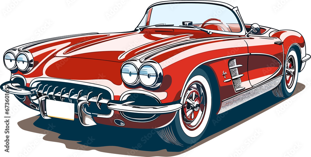 Vintage Corvette Car Illustration ,Old Vintage Car Illustration Stock ...