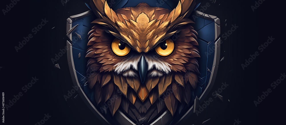 illustration of an owl head inside a shield. The high-resolution Esport ...