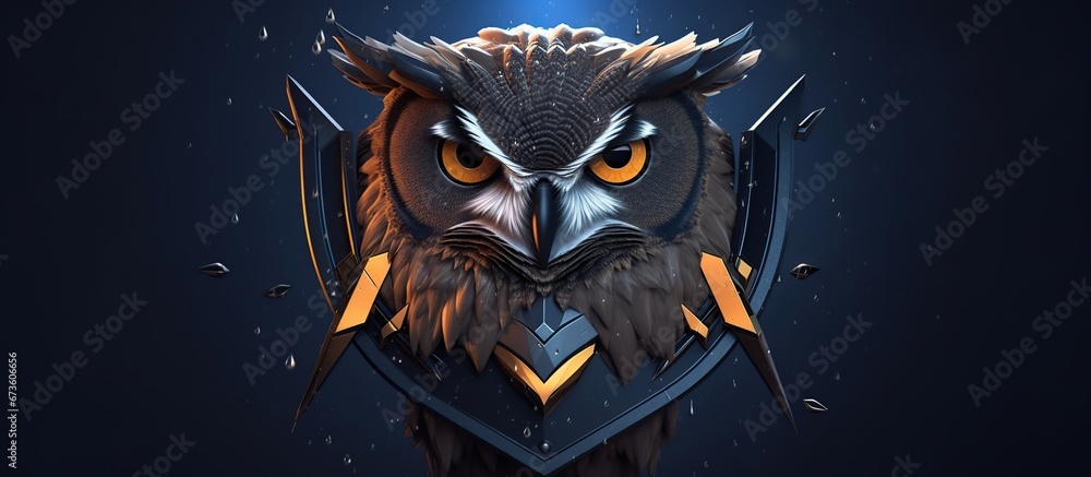 illustration of an owl head inside a shield. The high-resolution Esport ...