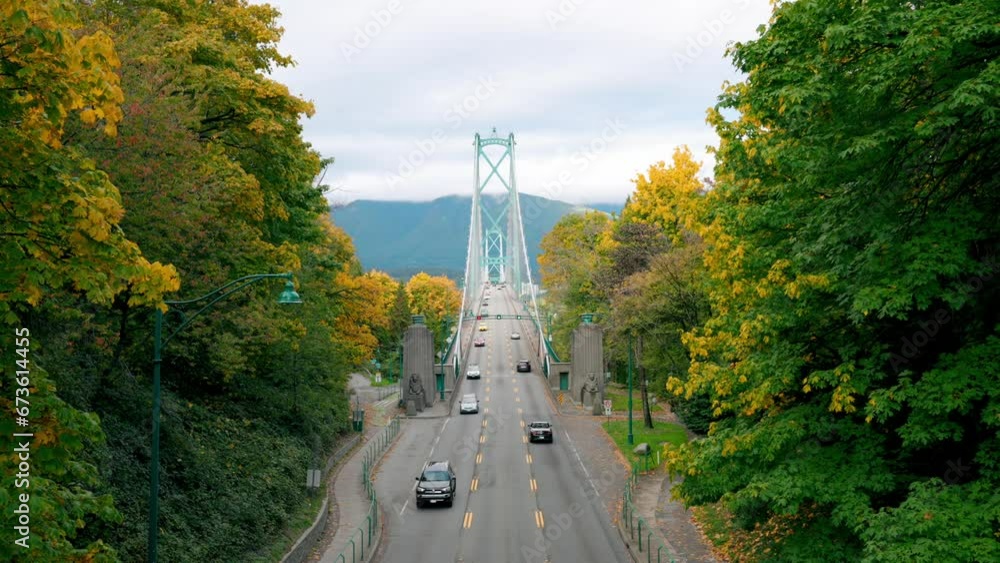 Vancouver, BC Canada, Lions Gate Bridge, known as the First Narrows ...