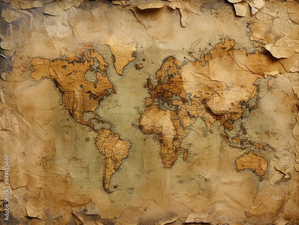 Old Map with Worn Edges and Faded Geographical Details Stock Photo ...