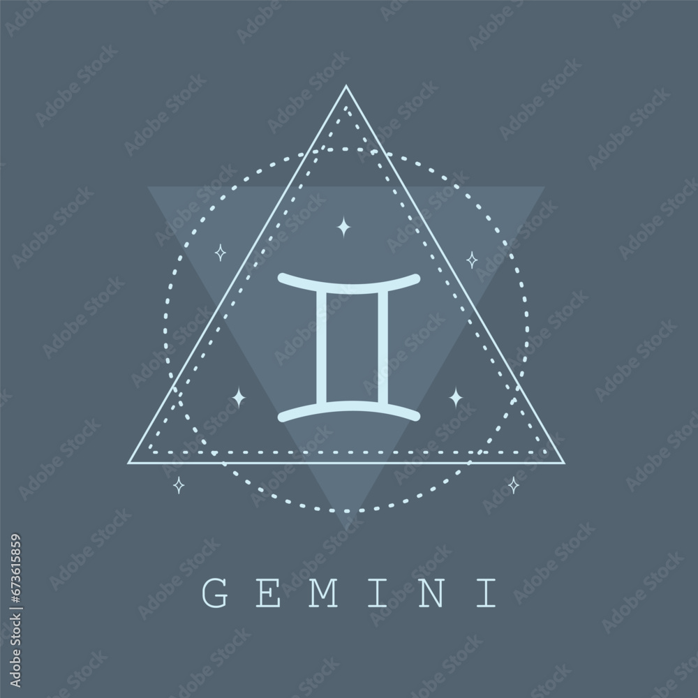 Astrological Gemini zodiac sign. Horoscope icon in boho minimalist ...