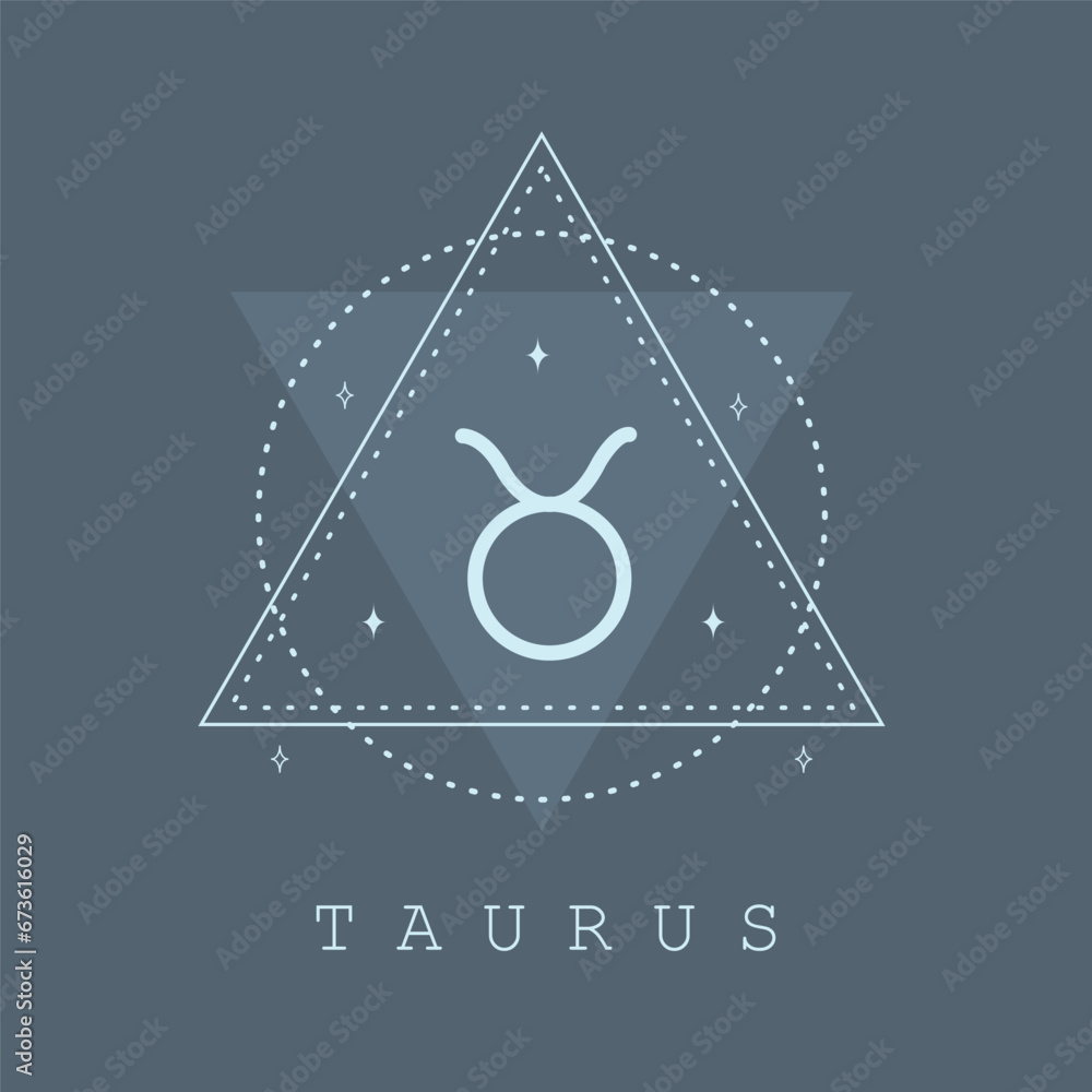 Astrological Taurus zodiac sign. Horoscope icon in boho minimalist ...