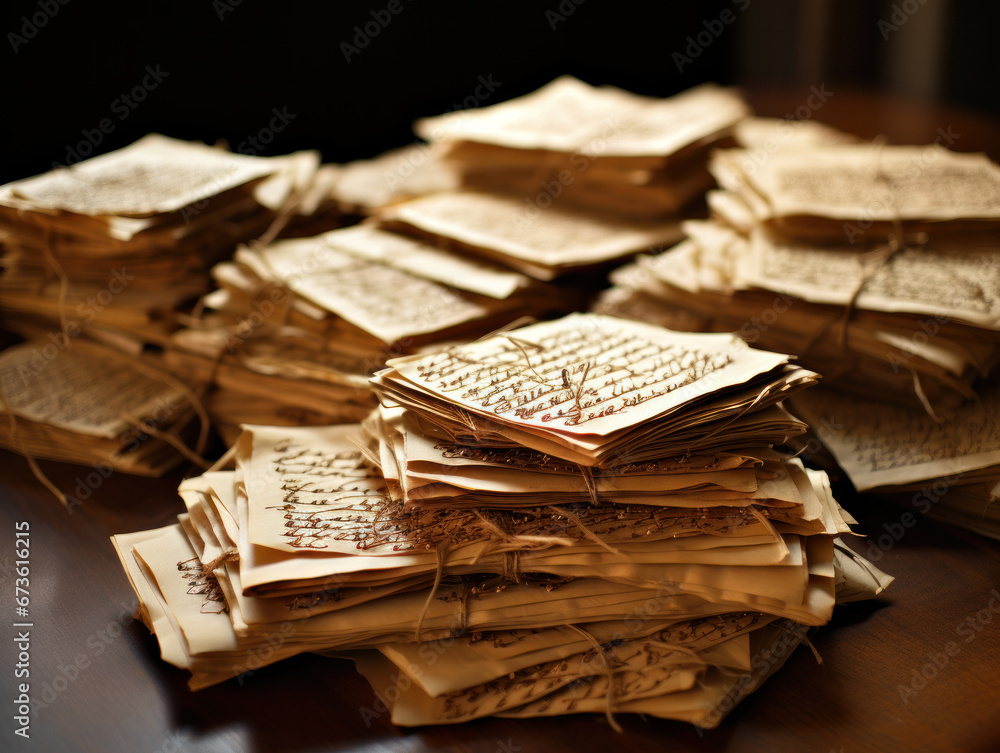 Vintage Manuscript Paper with Faded Calligraphy Stock Photo | Adobe Stock