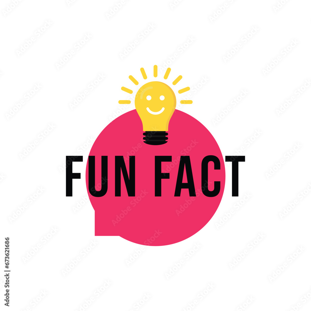 Fun fact icon. Concept did you know with light bulb and smiley. Trendy ...