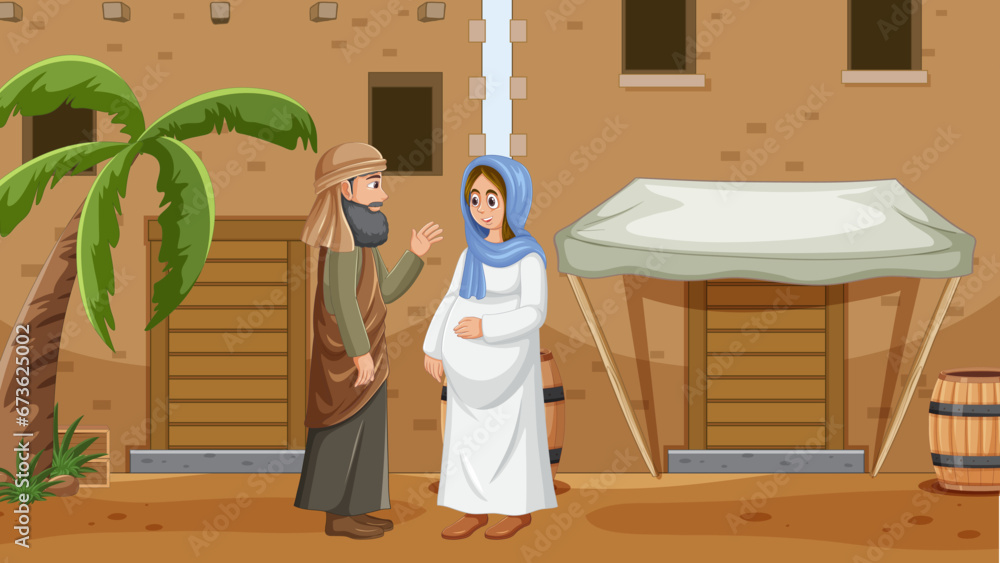 Ancient Israel: Cartoon Illustration of the Nativity Story Stock Vector ...