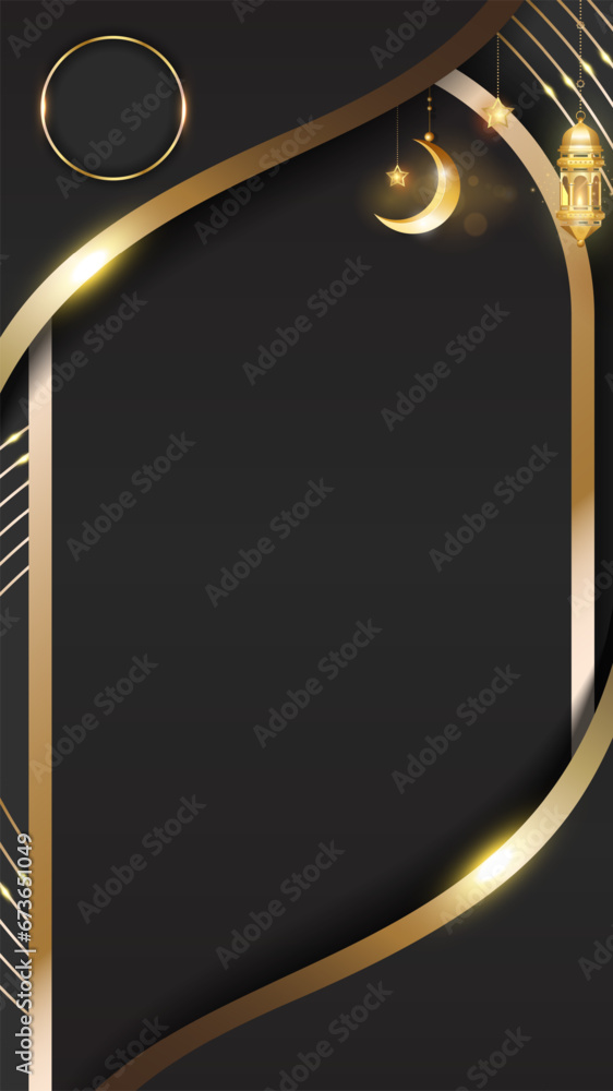 Islamic luxury black gold background Stock Vector | Adobe Stock
