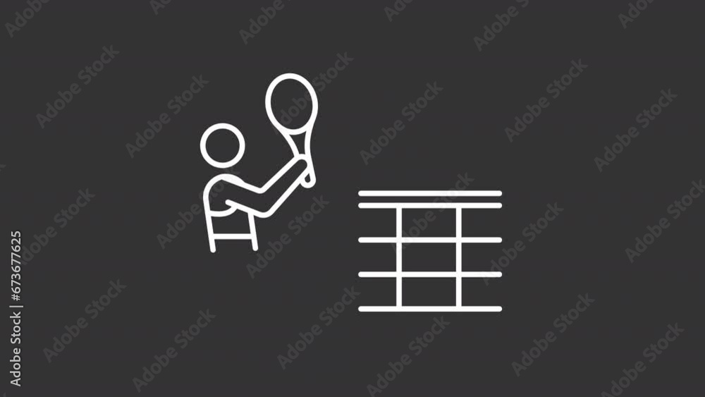 2D white simple thin line animation of badminton, HD video with ...