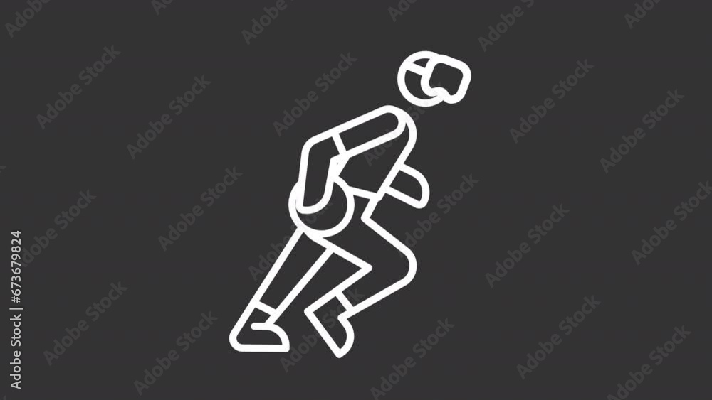 2D white simple thin line animation of goalball, HD video with ...