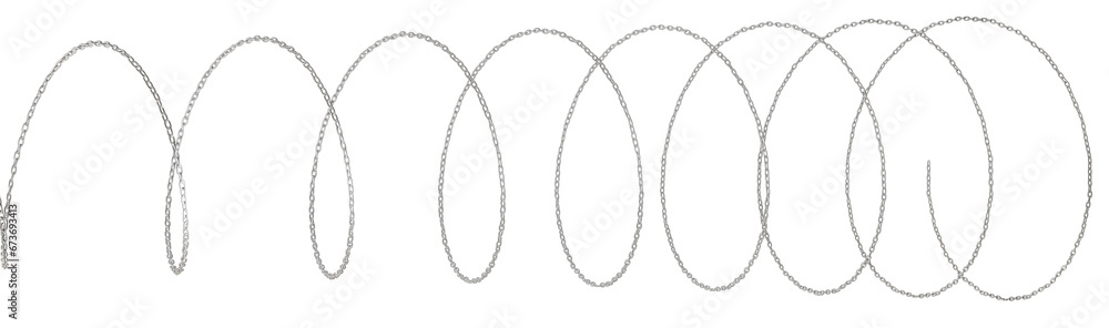 Twisted spiral patterns created from metal chains, rendered in 3D ...