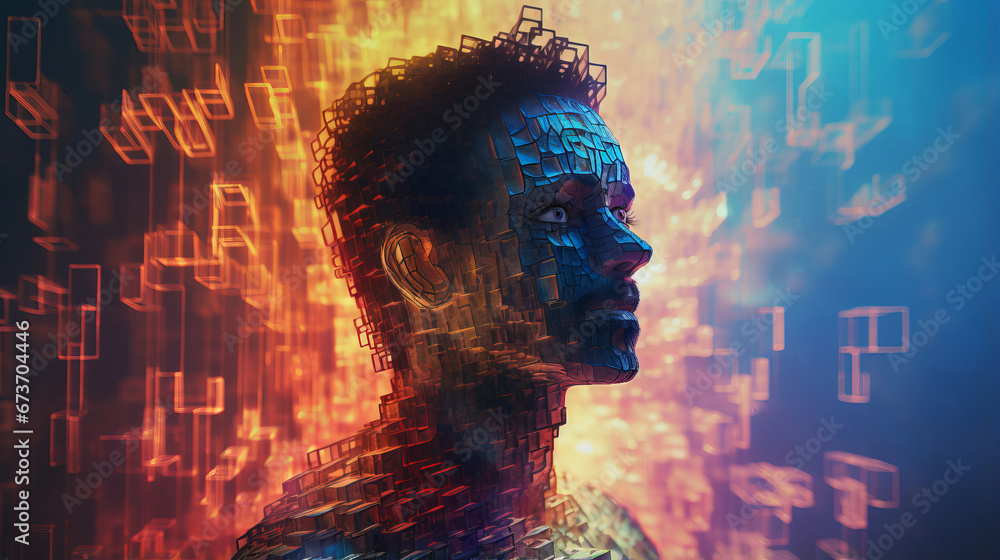 Human disintegrates into little multicolored fragments symbolizes ...