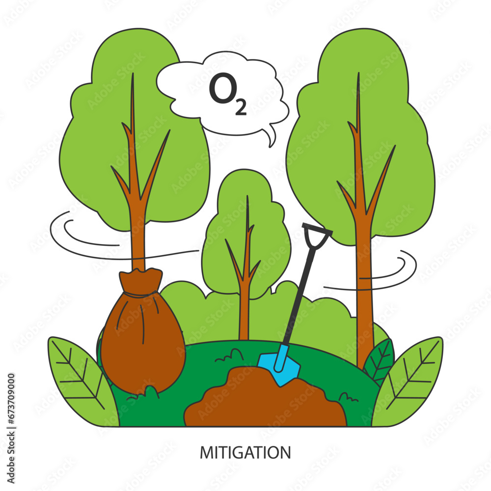 Restoration of biosphere. Reforestation program. Planting trees ...