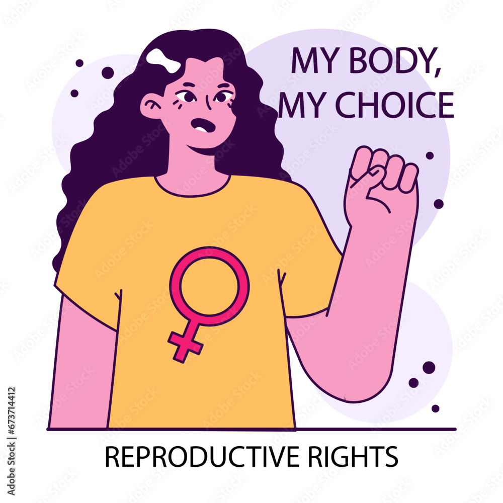 Reproductive rights. Empowered resolute woman heralds the importance of ...
