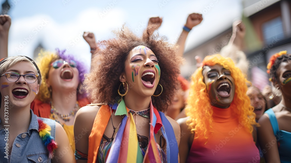 Young Diverse People Rallying for LGBTQ+ Rights at a Pride Diversity ...