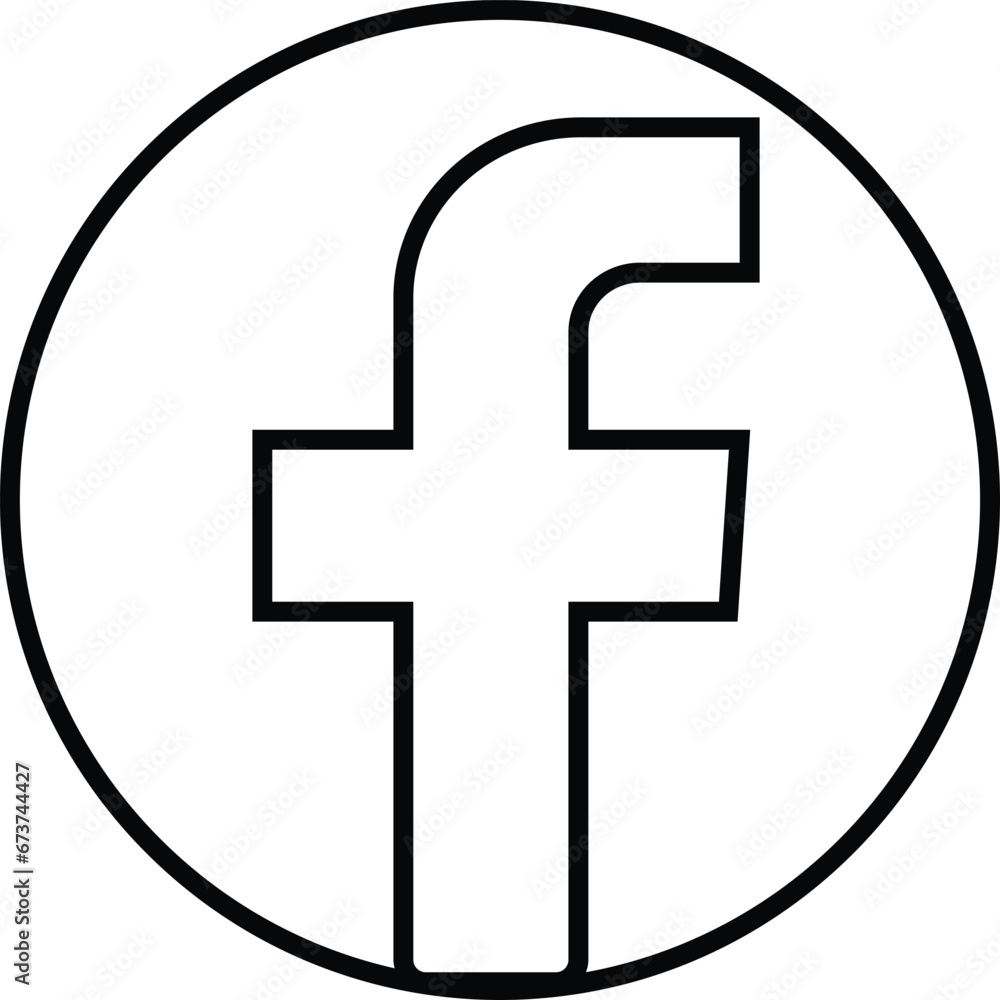 Black line Facebook icon vector, Facebook social media vector. F letter ...