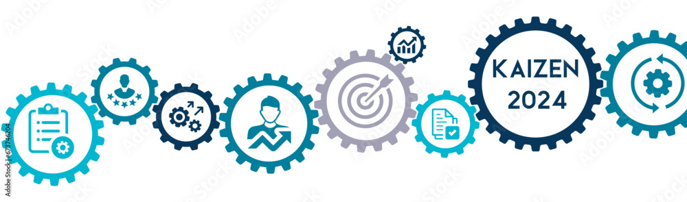 2024 kaizen planning banner vector illustration with the icons of ...