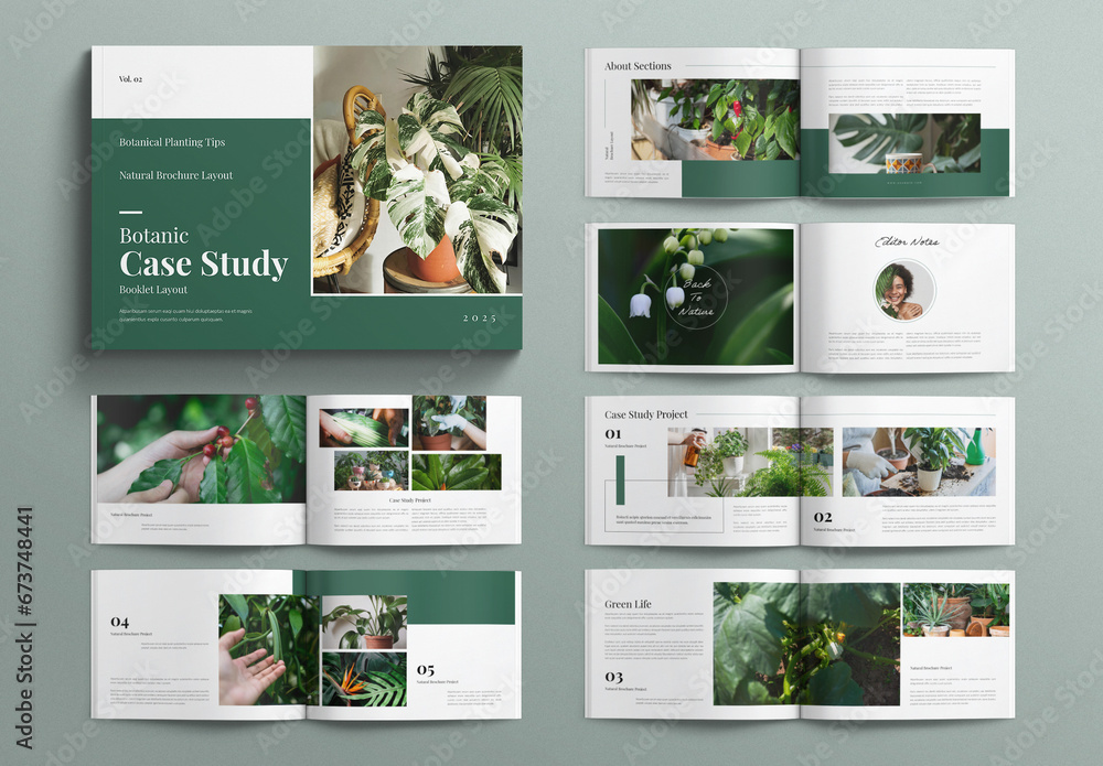 Modelo de Botanic Case Study Booklet Layout Design Template Landscape ...