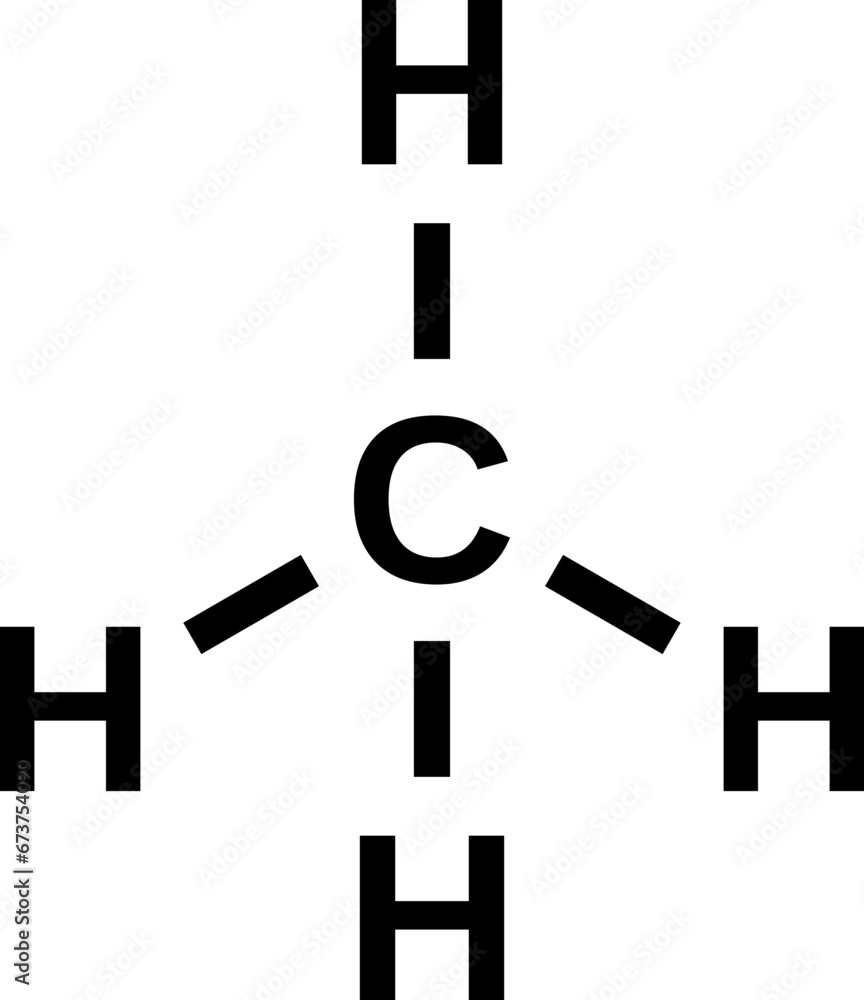 Methane CH4 chemical structural formula, vector illustration Stock ...