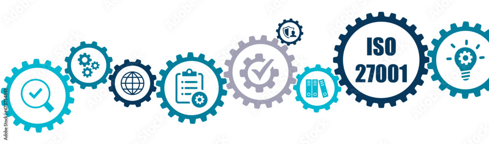 ISO 27001 standard standardization certification banner vector ...