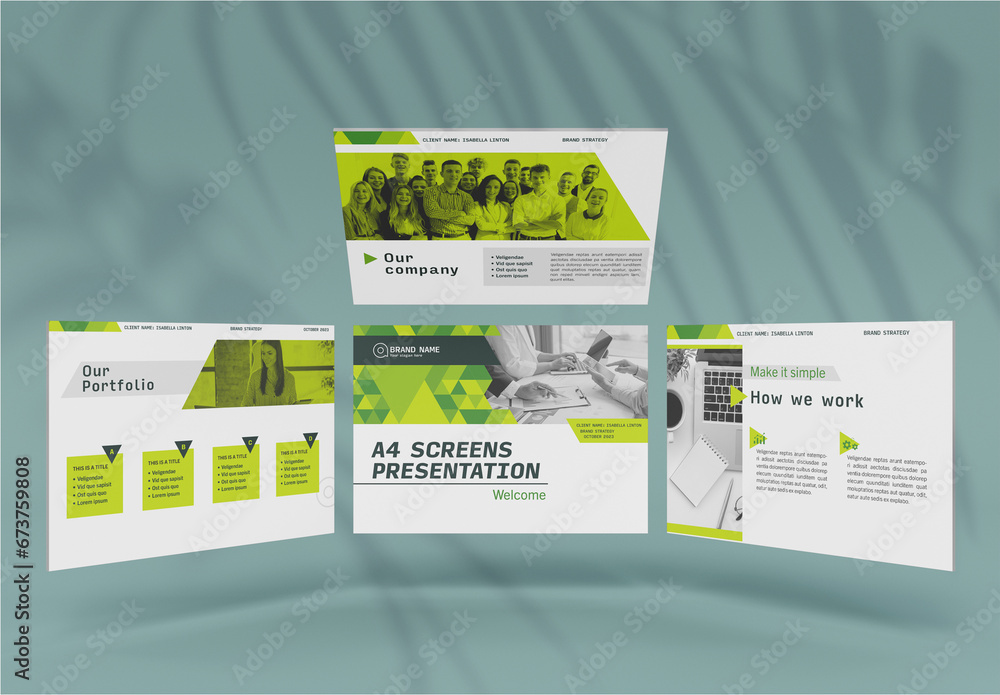 A4 Perspective Ui Screens Mockup Stock Template | Adobe Stock