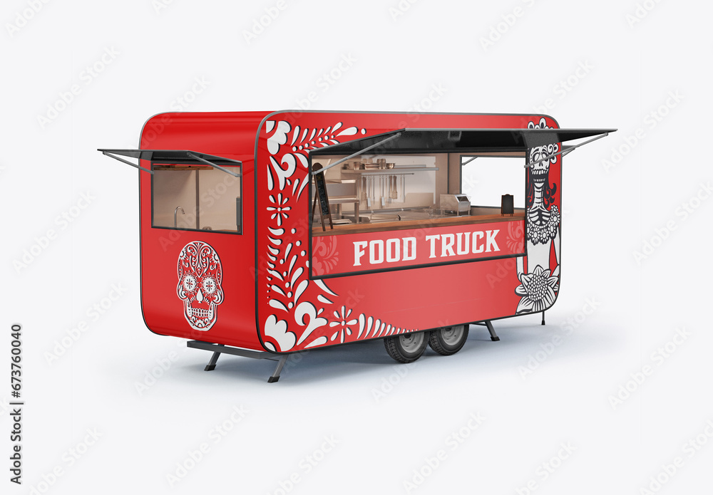 Classic Trailer Food Truck Mockup Stock Template | Adobe Stock